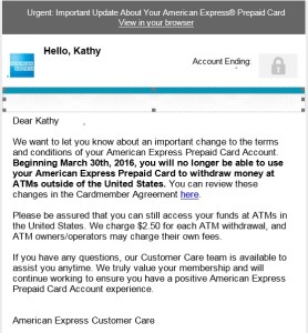 Important Update About Your American Express Prepaid Card - Will Run ...